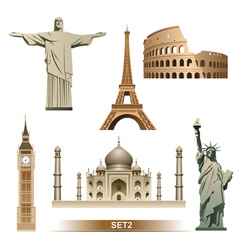 World landmarks eiffel tower statue of liberty Vector Image