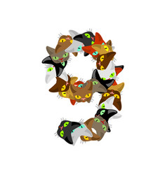 Number 5 cat font cats five pet alphabet Vector Image