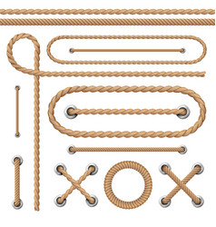 Realistic fiber ropes curve rope nautical cord Vector Image
