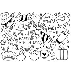 0038 hand drawn party doodle happy birthday Vector Image