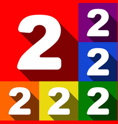 Number 2 sign design template elements black icon Vector Image