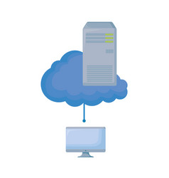 Computer monitor with circuit cloud and disks Vector Image