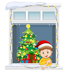 View through the window of cartoon character Vector Image