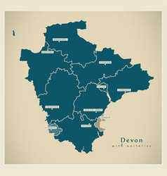 Modern map - devon county with unitaries and Vector Image