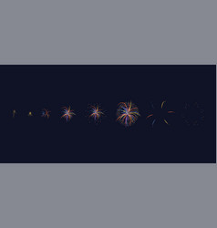 Cartoon firework celebration explosion on black Vector Image