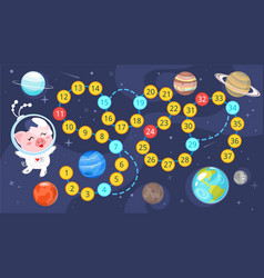 Kids space board game template Royalty Free Vector Image