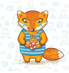 Cute fox cartoon character with a piece of cheese Vector Image