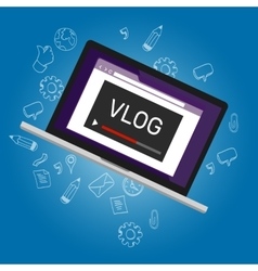 Popular vlog logo flat style Royalty Free Vector Image