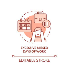 Excessive missed days of work red gradient Vector Image