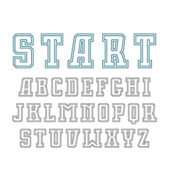 Rectangular serif font in the style of college Vector Image