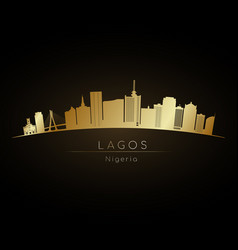 Lagos skyline monochrome silhouette Royalty Free Vector