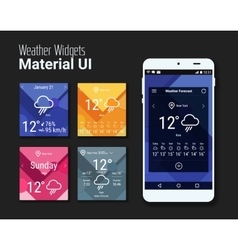 Weather widgets ui and ux material kit Royalty Free Vector
