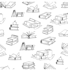 Books library seamless pattern dark background Vector Image