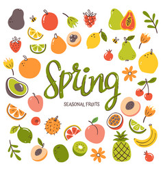 Icon set of fruits isolated on white Royalty Free Vector