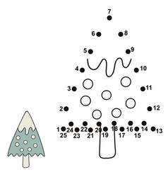 Dot to game with a cute christmas tree Royalty Free Vector