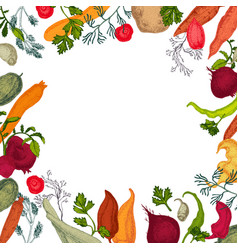 Colors vegetables frame with healthy food Vector Image