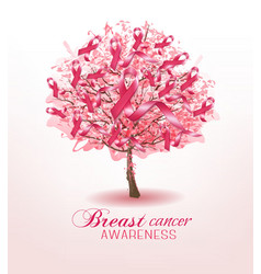 Breast cancer pink ribbon tree Royalty Free Vector Image