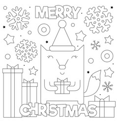 Merry christmas coloring page black and white Vector Image