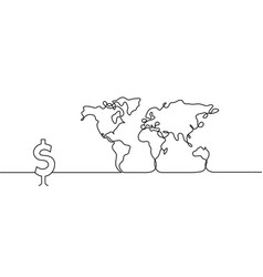 Map of planet earth and dollar with metal gears Vector Image