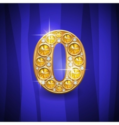 0 number gold and diamond bling Royalty Free Vector Image