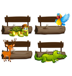 Wooden signs with tigers Royalty Free Vector Image