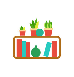 Wooden bookshelves with books Royalty Free Vector Image