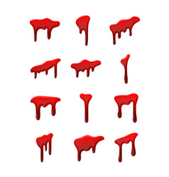 Blood drip 3d set drop isolated white Royalty Free Vector