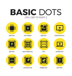 Cpu microprocessor and chips icons set Royalty Free Vector