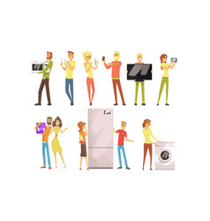 People characters using vending machines Vector Image