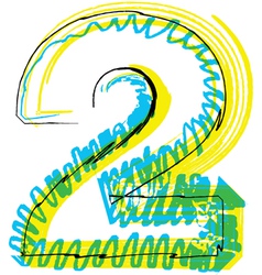 Colorful grunge font number 2 Royalty Free Vector Image