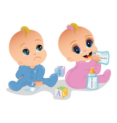 Two babies Royalty Free Vector Image - VectorStock