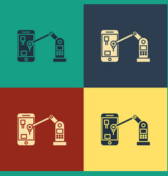 Color industrial machine robotic robot arm hand Vector Image