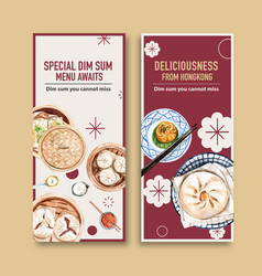 Dim sum flyer design with tofu steamed bun Vector Image