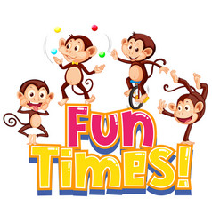 Sticker design for word fun times with cute Vector Image