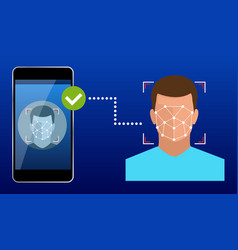 Isometric unlocking smartphone with biometric Vector Image