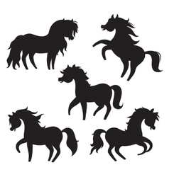 Cartoon horses silhouettes on white background Vector Image