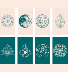 Abstract yoga story cover set minimal Royalty Free Vector