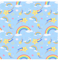 Cartoon rainbow seamless pattern Royalty Free Vector Image