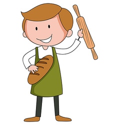 Flashcard of baker with bread Royalty Free Vector Image