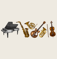 Jazz classical wind instruments set musical Vector Image