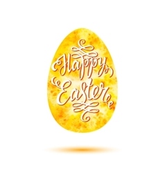 Happy easter lettering on watercolor egg Vector Image