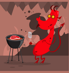 Devil in hell cartoon character Royalty Free Vector Image