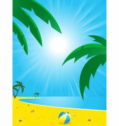 Summer sea and palm tree background landscape Vector Image