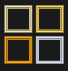 Three blank photo frames on wooden background Vector Image