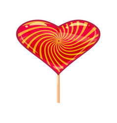Heart shaped lollipop dessert icon on stick sweet Vector Image