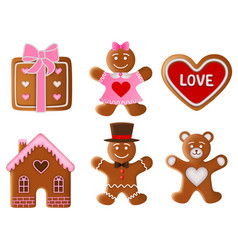 Valentine gingerbread house Royalty Free Vector Image