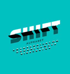Modern shift font alphabet letters and numbers Vector Image