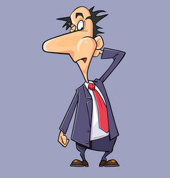 Cartoon arrogant man in a suit with a tie points Vector Image