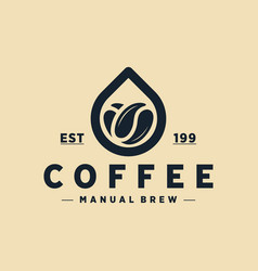 Drip coffee logo in grunge background Royalty Free Vector