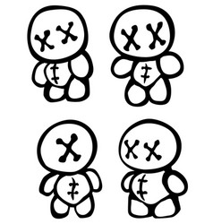 Voodoo doll button strings stencil Royalty Free Vector Image